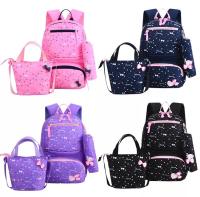 China Girls School Backpack Set 3 Piece Nylon Waterproof Large Capacity Bookbag with Lunch Box for sale