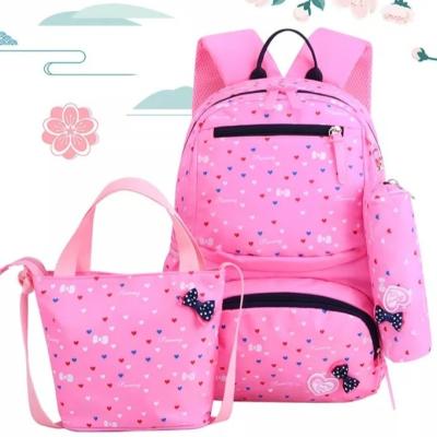 China Girls School Backpack Set 3 Piece Nylon Waterproof Large Capacity Bookbag with Lunch Box for sale