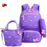 China Girls School Backpack Set 3 Piece Nylon Waterproof Large Capacity Bookbag with Lunch Box for sale