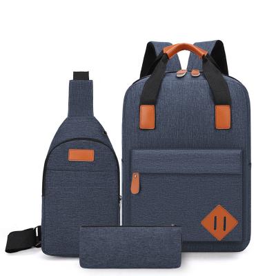 China Waterproof Nylon 3-in-1 Business Computer Backpack Set with USB Port 27x15x38cm for sale