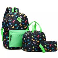 China Kids Backpack Lunch Bag Set Dinosaur School Bags 3-12 Years Large Capacity Waterproof Nylon Oxford for sale