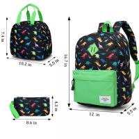 China Kids Backpack Lunch Bag Set Dinosaur School Bags 3-12 Years Large Capacity Waterproof Nylon Oxford for sale