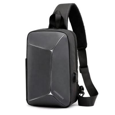 China Waterproof PU Sling Crossbody Bag 32x20x8 cm with USB Charging Port BSCI for sale