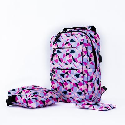 China Nylon Ladies Laptop Backpack Set Waterproof 3 Piece School Bag for sale