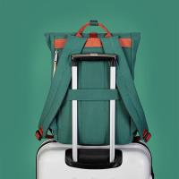 China Green 42cm Travel Laptop Backpack Expandable Roll Top Backpack Oxford OEM for sale