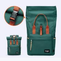 China Green 42cm Travel Laptop Backpack Expandable Roll Top Backpack Oxford OEM for sale