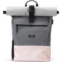China Recycled Waterproof Roll Top Backpack 17.7 Inch Casual Roll Top Travel Backpack for sale