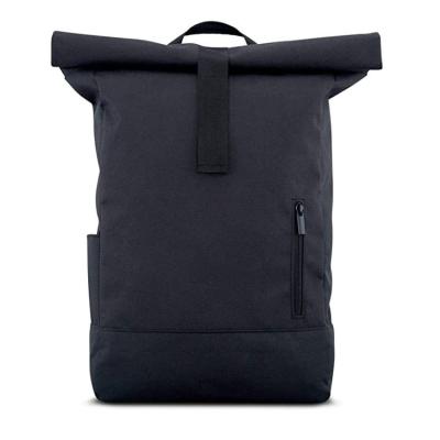 China 15.6 Inch Rucksack RollTop RPET Black Roll Top Backpack Waterproof Expandable for sale