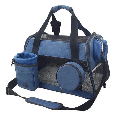 China 3 in 1 Pet Carrier Bag for Small Cats and Dogs Canvas PU Travel Carrier 40x30x30 cm for sale