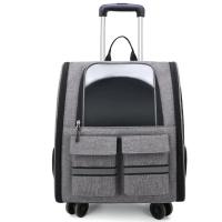 China Pet Carrier Backpack with Wheels 36x28x41cm Oxford Fabric Travel Trolley for Dogs Cats for sale