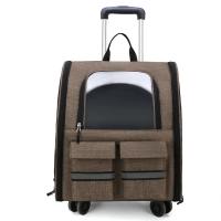 China Pet Carrier Backpack with Wheels 36x28x41cm Oxford Fabric Travel Trolley for Dogs Cats for sale