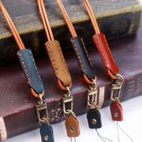 China OEM Universal Phone Lanyard Strap Adjustable Leather Neck Phone Strap With Patch Metal for sale
