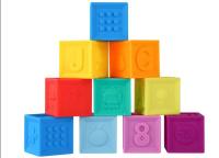 China Food Grade Embossed Silicone Rubber Block , Silicone Baby Stacking Blocks for sale
