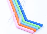 China Hot Drink Reusable Long Slender Food Grade Silicone Straws With Cleaning Brushes for sale