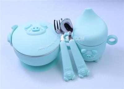 China Ecofriendly Silicone Baby Products , Silicone Baby Bowl With Spoon Fork for sale