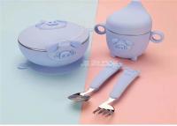 China Pig Shape Pink Silicone Baby Feeding Set , Silicone Plates And Bowls FDA Approved for sale