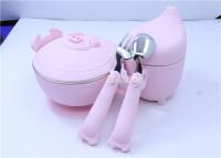 China Pig Shape Pink Silicone Baby Feeding Set , Silicone Plates And Bowls FDA Approved for sale
