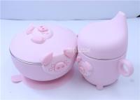 China Pig Shape Pink Silicone Baby Feeding Set , Silicone Plates And Bowls FDA Approved for sale