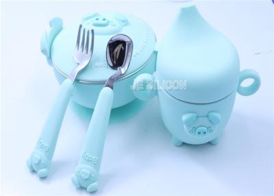 China Customized Silicone Baby Products , Silicone Suction Baby Plate With Spoon for sale