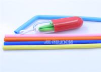 China 10g Flexible Silicone Straws , Extra Long Silicone Straws With Cleaning Brushes for sale