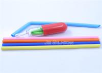 China 10g Flexible Silicone Straws , Extra Long Silicone Straws With Cleaning Brushes for sale