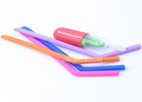 China Colorfast Healthy Bendy Silicone Straws , Skinny Reusable Straws Non Toxic for sale