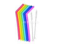 China Fancy BPA Free Reusable Straws , Travel Collapsible Silicone Straw Colorfast for sale