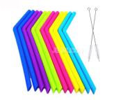 China Fancy BPA Free Reusable Straws , Travel Collapsible Silicone Straw Colorfast for sale