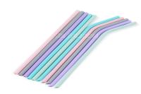 China Portable Folding Collapsible Silicone Straw -50~250℃ Work Temperature For Kids for sale