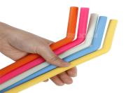 China FDA Colorful Food Grade Silicone Straws , Reusable Portable Silicone Straw for sale