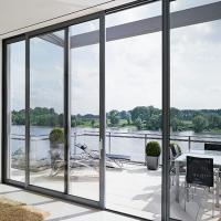 China Frosted Glass White Aluminum Sliding Door with Dust Resistant Anodized Finishes for sale