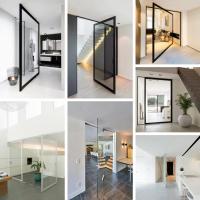 China Frameless Glass Pivot Door with Easy Cleaning and Energy Saving Aluminum Alloy Construction for sale