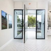 China Customizable Powder Coated Aluminum Pivot Door with Laminated Glass for Modern Entrances for sale
