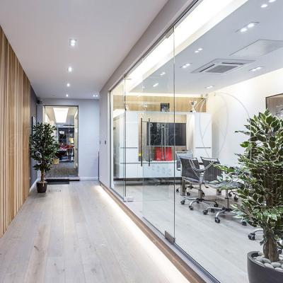 China Customizable Aluminum Frame Glass Partition Wall with 8mm 10mm 12mm Tempered Glass for Office Sound Insulation for sale