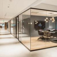 China Modern Design Thick Frame Glass Partition Wall with Powder Coating and 10 Years Warranty for sale