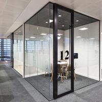 China Soundproof Office Glass Partition Wall with Powder Coated Aluminum Profile and 10 Years Warranty Customized Size for sale