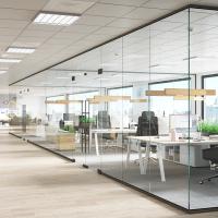 China Soundproof Office Glass Partition Wall with Powder Coated Aluminum Profile and 10 Years Warranty Customized Size for sale