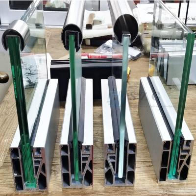 China Clear Safety Aluminum U Channel Glass Railing with Safety Protection for Residential and Commercial Buildings for sale