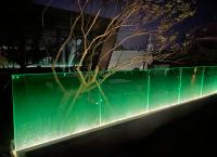 China 12mm Environmental Protection Frameless Glass Balcony Railing with LED Light and Stable Structure for sale