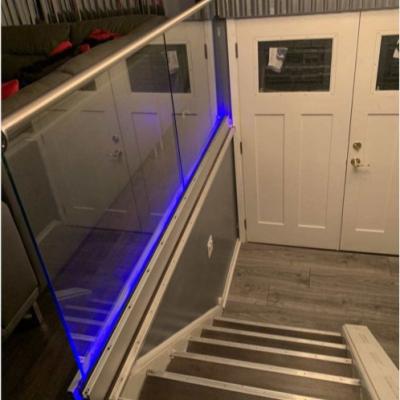 China Colorful LED Light U Channel Glass Railing with 8-16mm Laminated Glass and More than 5 Years Warranty for sale