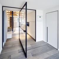 China Modern Aluminum Pivot Door with Low-E Glass, Wind Resistance Level 7, and Sound Insulation for Villas for sale