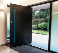 China Sleek And Minimalist Aluminum Pivot Door with 1.8mm Frame Thickness and Customizable Handle for sale