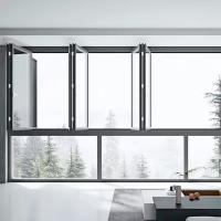 China Commercial Hurricane Proof Aluminum Folding Window with Customizable Glass Thickness and High Quality Hardware for sale