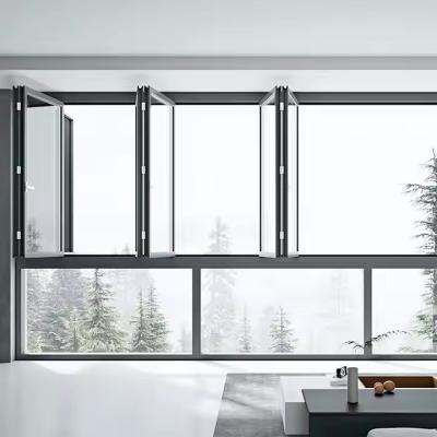 China Commercial Hurricane Proof Aluminum Folding Window with Customizable Glass Thickness and High Quality Hardware for sale