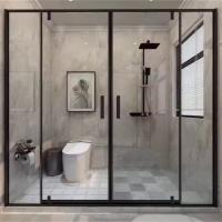 China Waterproof Easy Clean Low-Maintenance Aluminum Sliding Door with Tempered Glass Shower Panel for sale