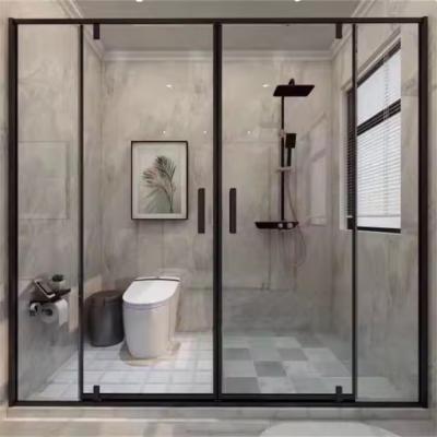 China Waterproof Easy Clean Low-Maintenance Aluminum Sliding Door with Tempered Glass Shower Panel for sale