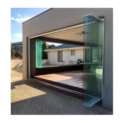 China Frameless Tempered Glass Aluminum Folding Door Customizable for Modern Spaces for sale