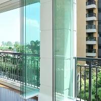 China Frameless Tempered Glass Aluminum Folding Door Customizable for Modern Spaces for sale