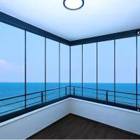 China Frameless Tempered Glass Aluminum Folding Door Customizable for Modern Spaces for sale