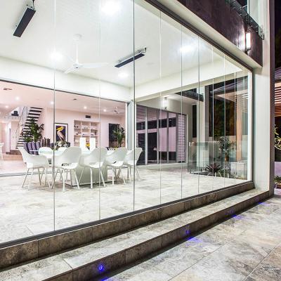 China Customizable Aluminum Bifold Patio Doors with 6063-T5 Profile and 12mm Glass for sale